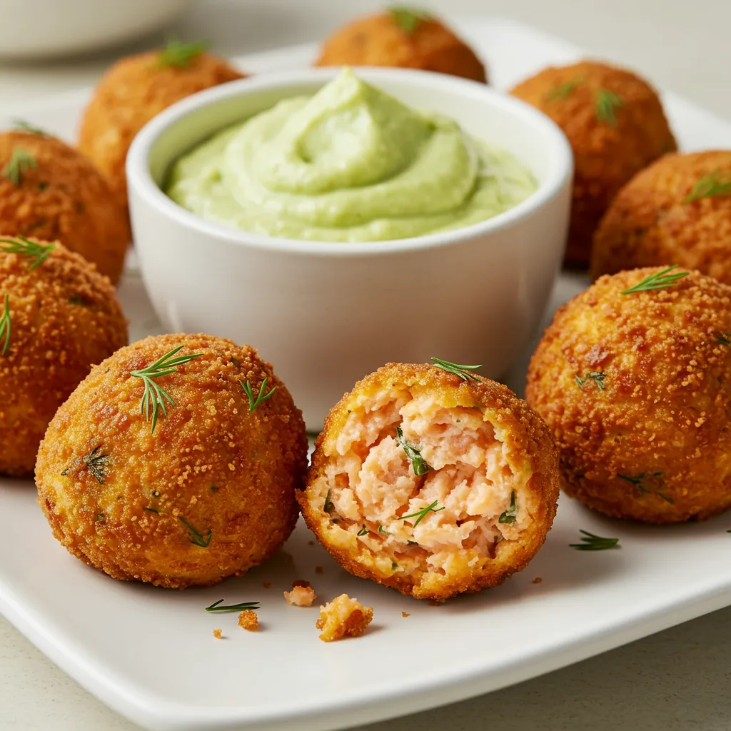 Salmon Balls with Creamy Avocado Sauce - SipNFeel