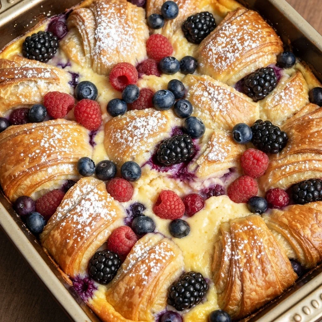 Easy Berry Croissant Breakfast Bake - SipNFeel
