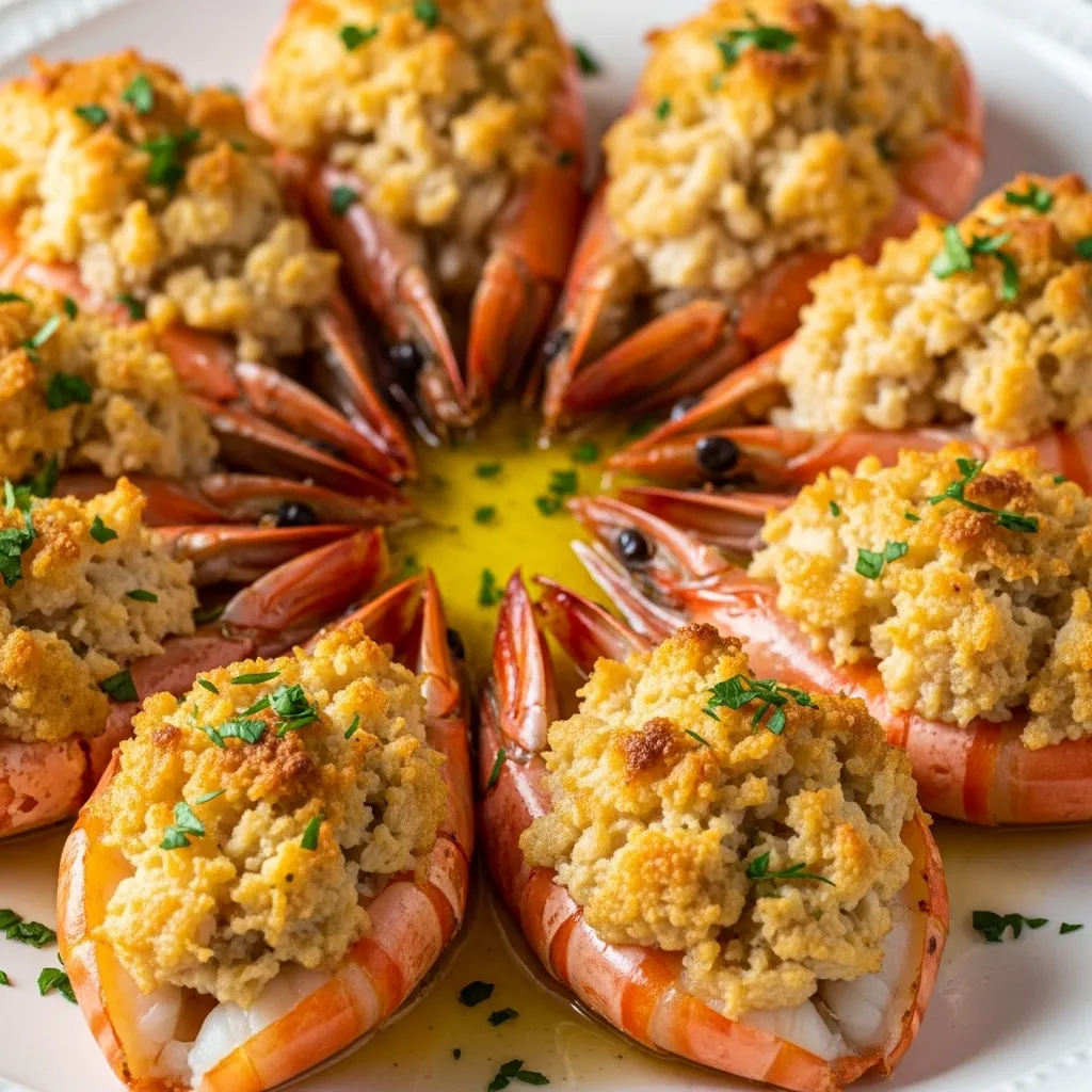 Baked Jumbo Shrimp Stuffed with Crabmeat - SipNFeel